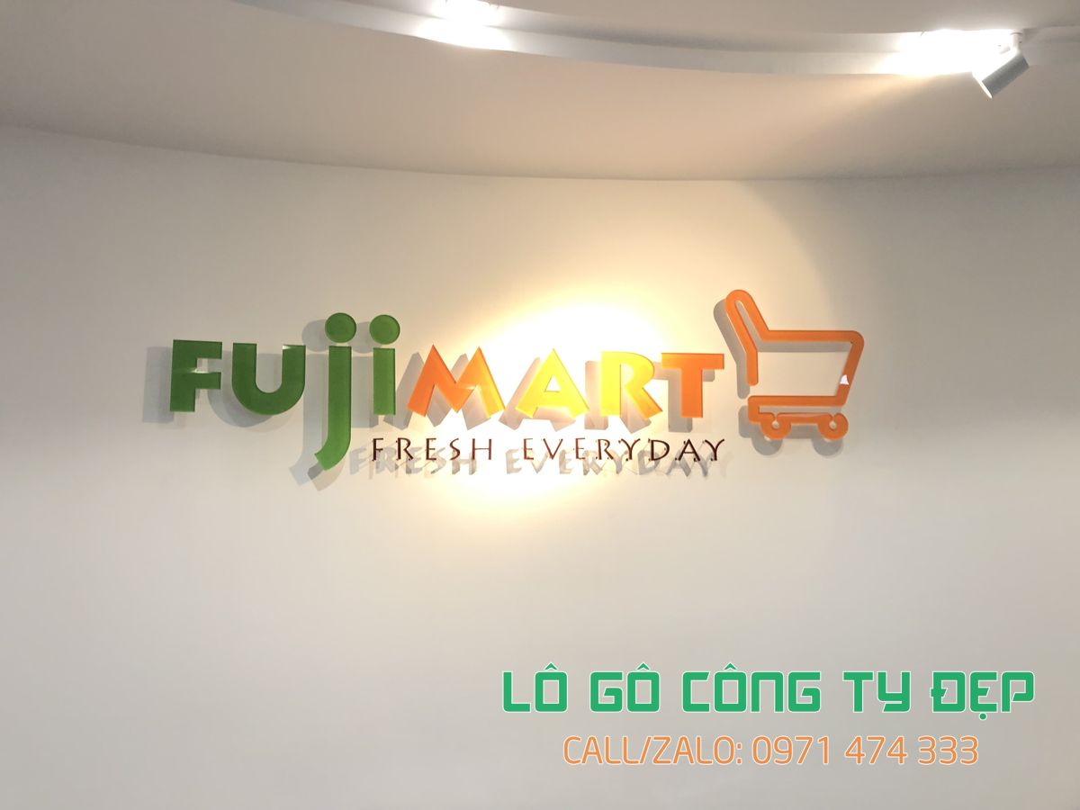 Lô gô mica in uv, Logo nổi khối 3D in uv, Lô gô FUJI MART